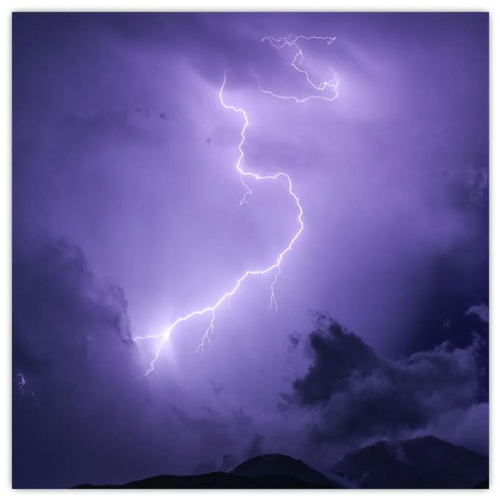 Obraz - fialová obloha a blesk (30x30 cm)