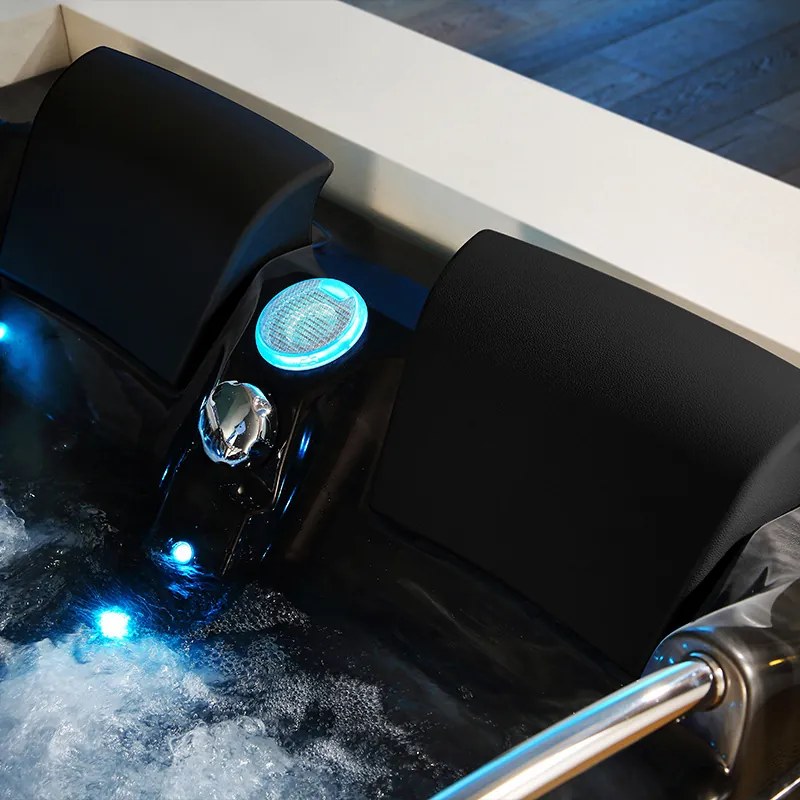 BPS-koupelny Hydromasážní vířivá vana VENEZIA 761R 180x120 PRAVÁ ČERNÝ MRAMOR s ohřevem vody