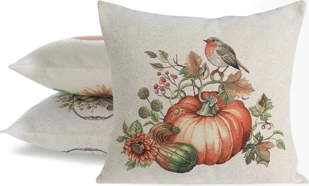GOBELÍNOVÝ DEKORAČNÍ POVLAK NA POLŠTÁŘ PUMPKIN2 45X45 CM VZOROVANÁ
