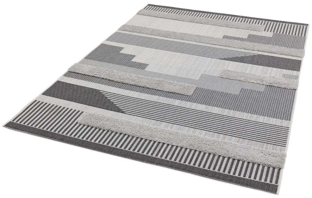 Tribeca Design Kusový koberec Mola Black/Grey Geometric Rozměry: 80x150 cm