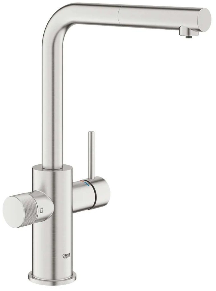 Grohe Blue Pure - Dřezová baterie Minta s filtrační funkcí a výsuvnou koncovkou, supersteel 30601DC0