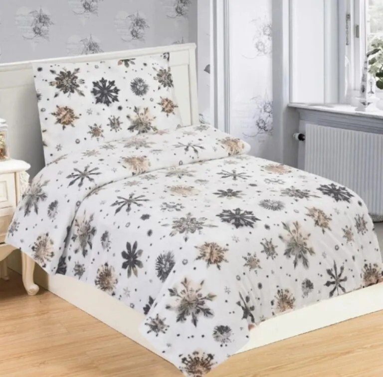 Mikroplyšové povlečení Brown flake 200x140cm+90x70cm TiaHome