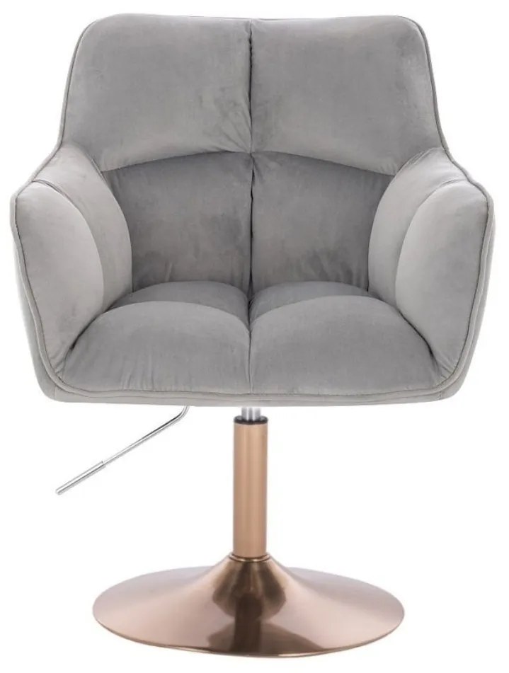 LuxuryForm DESIGN Otočné křeslo AMALFI VELUR na zlatém talíři - světle šedé