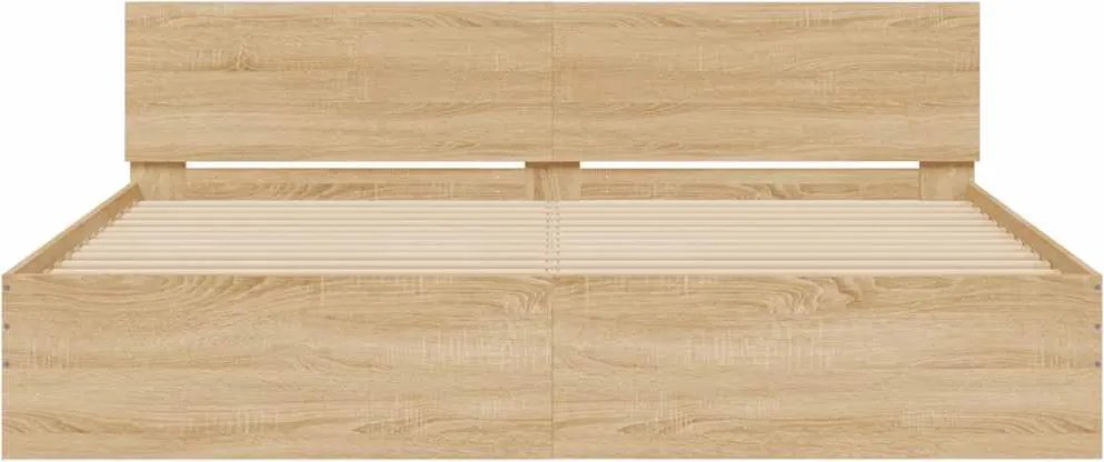 Rám postele s čelem a LED osvětlením dub sonoma 200 x 200 cm 3207583