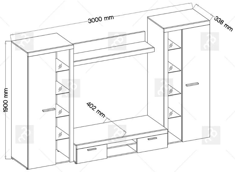 Obývací stěna Rumba XL Bílý/Beton Světlý