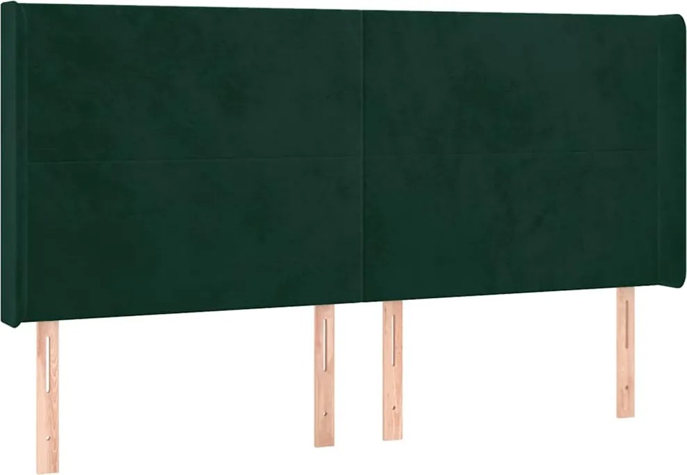 Box spring postel s matrací a LED tmavě zelená 160x200 cm samet 3139454