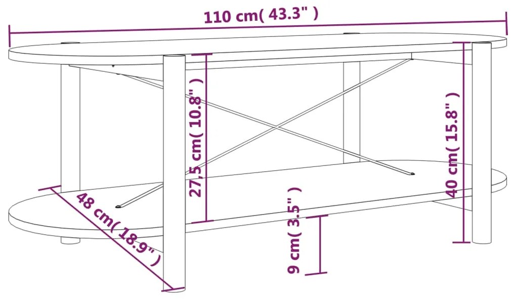 Konferenční stolek černý 110 x 48 x 40 cm kompozitní dřevo - Default Title