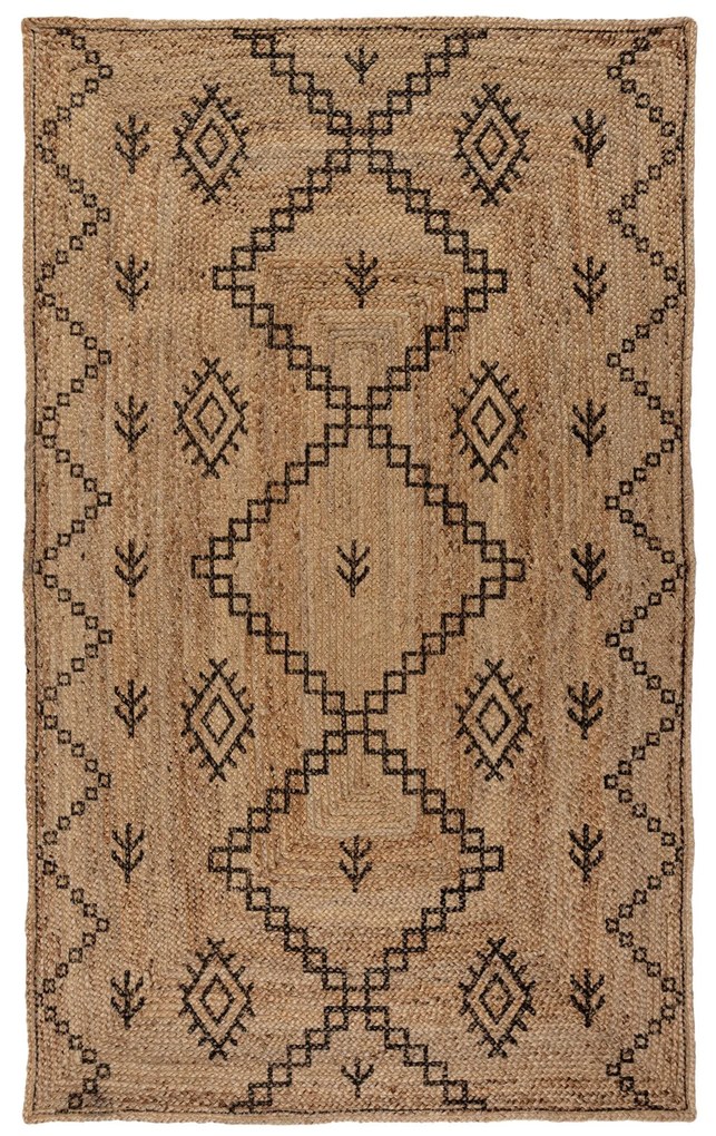 Flair Rugs, Kusový koberec Printed Jute Rowen Natural/Black, 200x290, béžová, chodba / předsíň