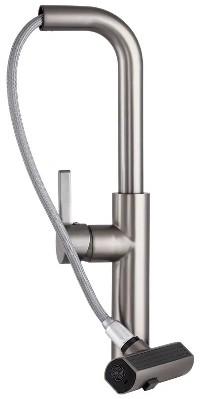 Gamma Rotary, vysoká dřezová baterie s výsuvným výtokem h-415, grafitová, GMA-BR-GM