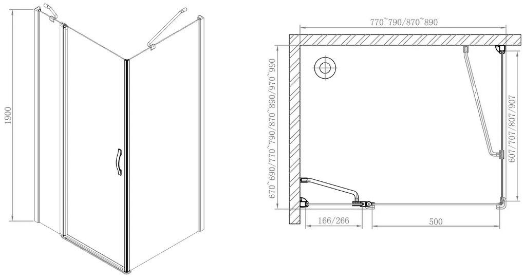 Gelco ONE sprchové dveře s pevnou částí 900 mm, čiré sklo - GO4890