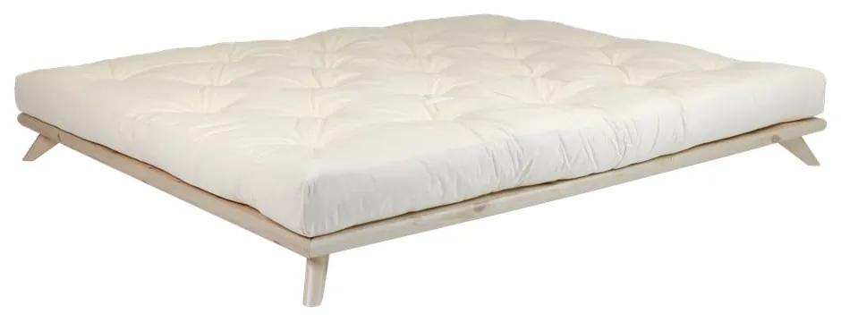 Dvoulůžková postel z borovicového dřeva s matrací Karup Design Senza Comfort Mat Natural Clear/Natural, 140 x 200 cm