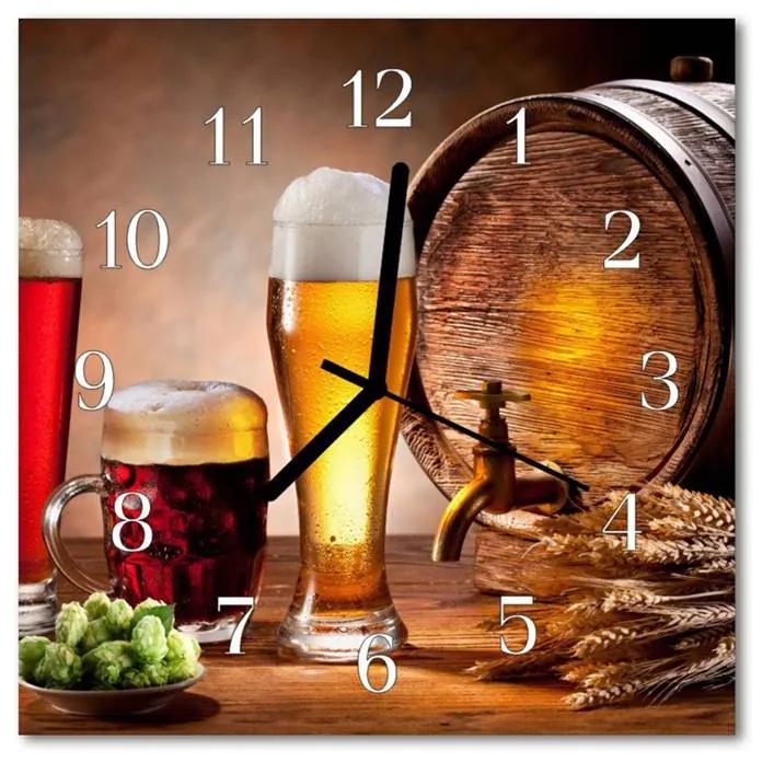 Nástěnné hodiny obrazové na skle - Pivo