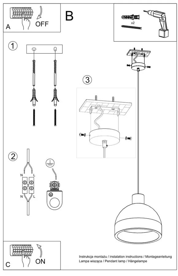 Světle šedé závěsné svítidlo ø 28 cm Filippo – Sollux