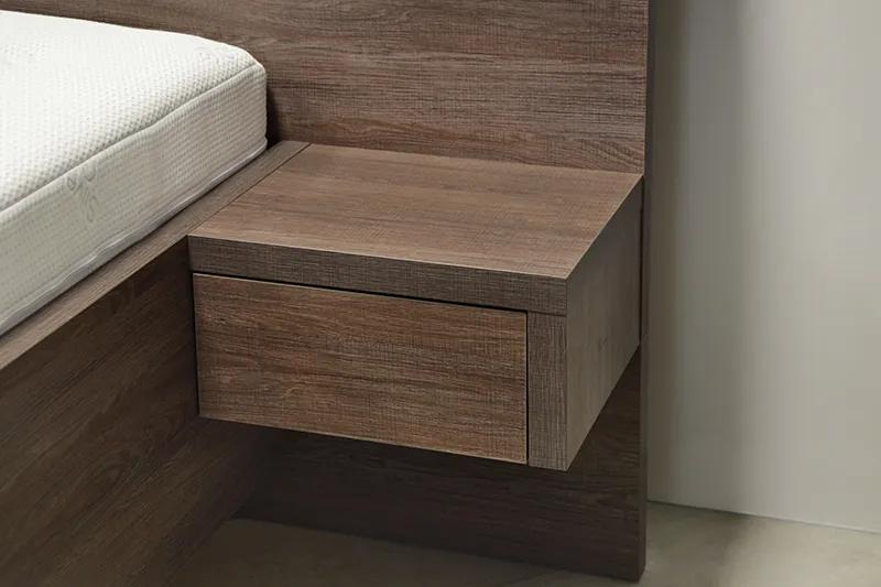 Ahorn Salina postel Dekor: Dub hnědý, Rozměr: 160 x 200 cm, Noční stolek: Jednozásuvka oboustranná