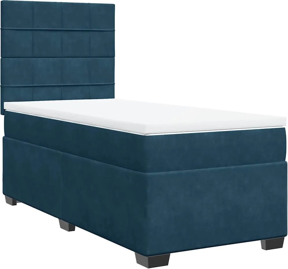 Box spring postel s matrací modrá 90 x 200 cm samet 3293114