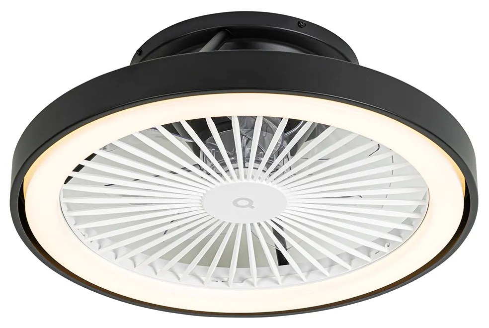Chytrý stropní ventilátor černý 54 cm vč. LED stmívatelný s dálkovým ovládáním - Dave