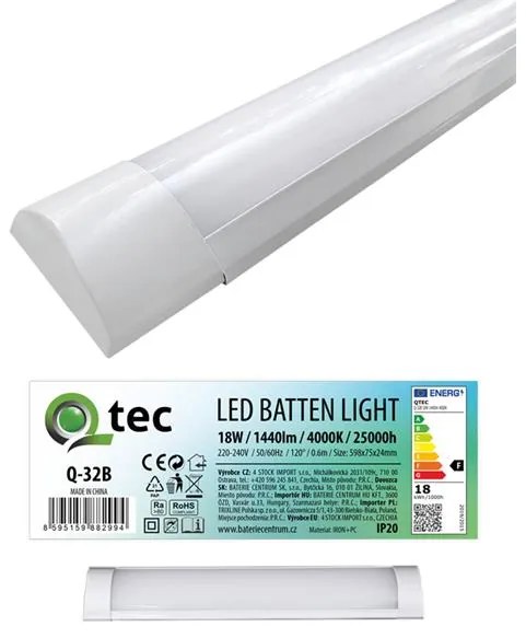 Svítidlo pod linku QTEC Q-32B 18W LED BATTEN LIGHT