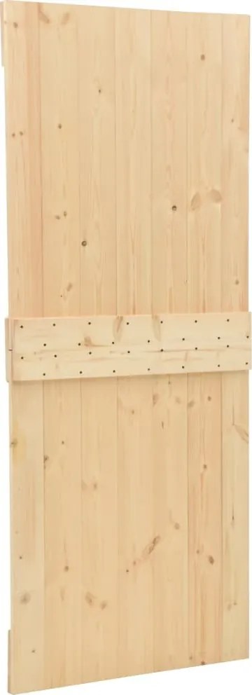 vidaXL Posuvné dveře s kováním 100 x 210 cm masivní borovice [3092467] Barva: Hnědá