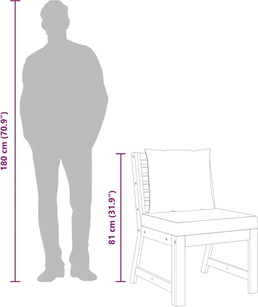 vidaXL Marketos Dílčí středová pohovka s krémovou poduškou masivní akácie