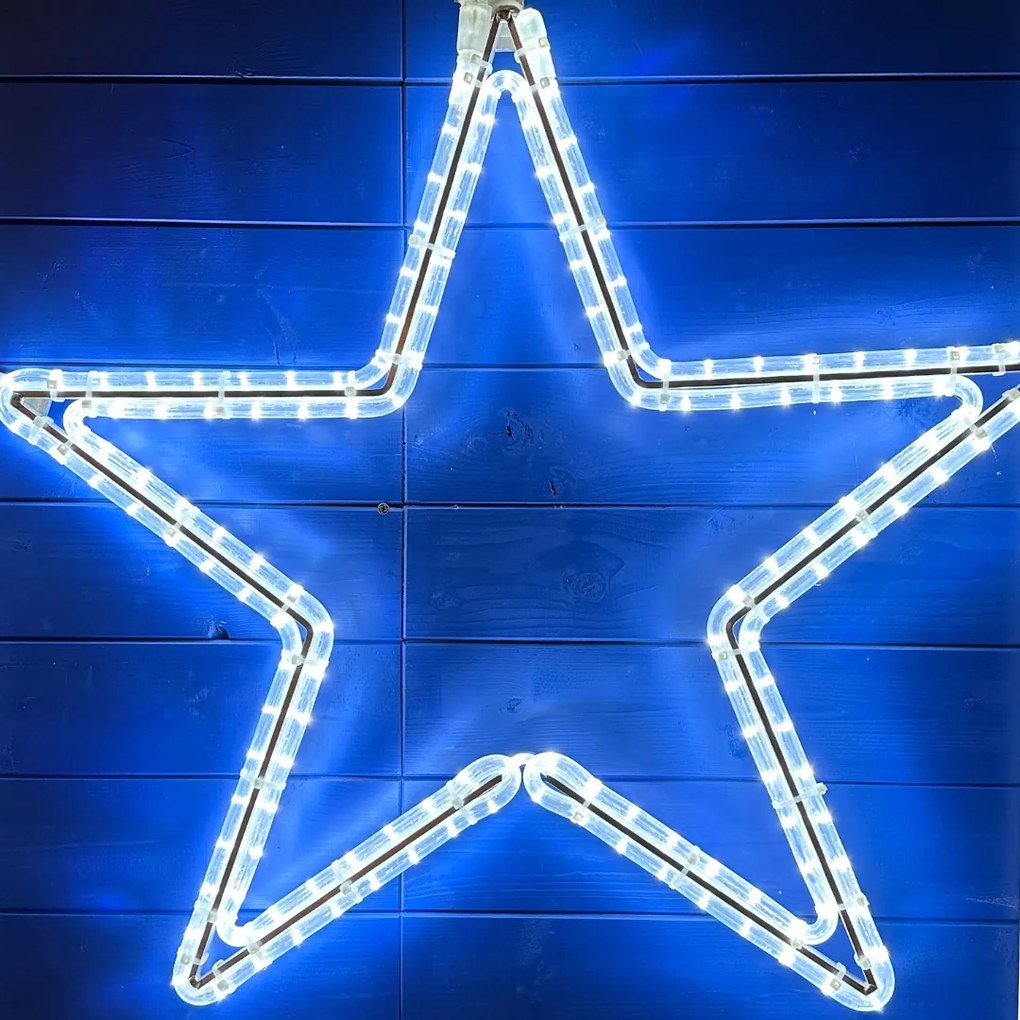 Easy Fix 2D LED světelná hvězda VI., Ø 70 cm, ledově bílá, závěsná, 180 diod, IP67, hliník