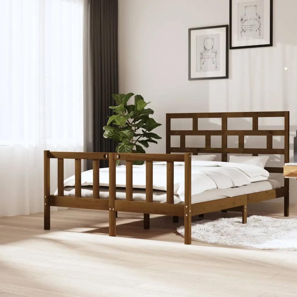 Rám postele medově hnědý masivní dřevo 150 x 200 cm King Size,  3101356