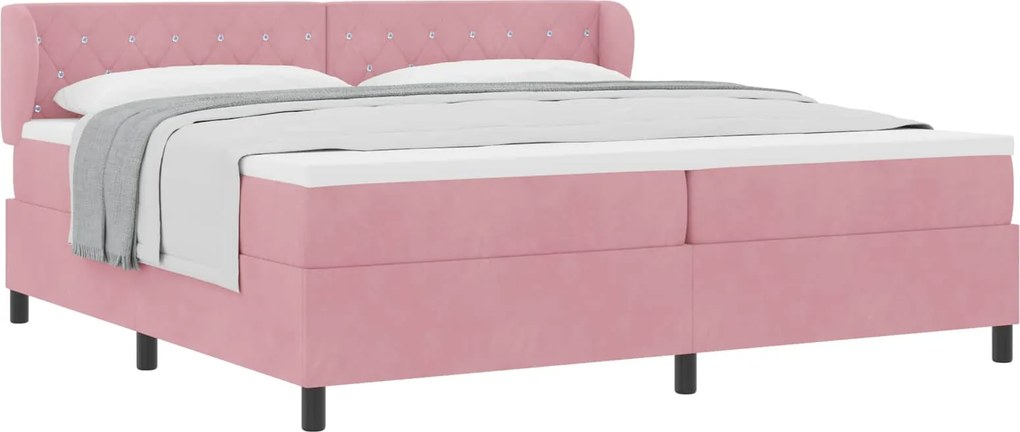 Postel s boxspringem s čelo Růžová 200 x 200 cm samet 3340357