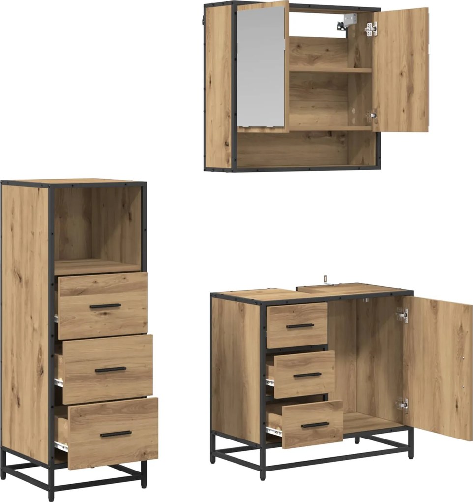 Sada koupelnového nábytku 3 ks Artisanový dub 65 x 33 x 60 cm 3402333
