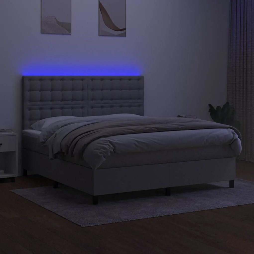 Box spring postel s matrací a LED světle šedá 180x200 cm textil 3135213