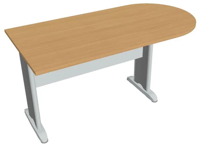 Stůl jednací oblouk 160 cm - Hobis Cross CP 1600 1 Dekor stolové desky: buk, Dekor lamino podnože: šedá, Barva nohou: Stříbrná