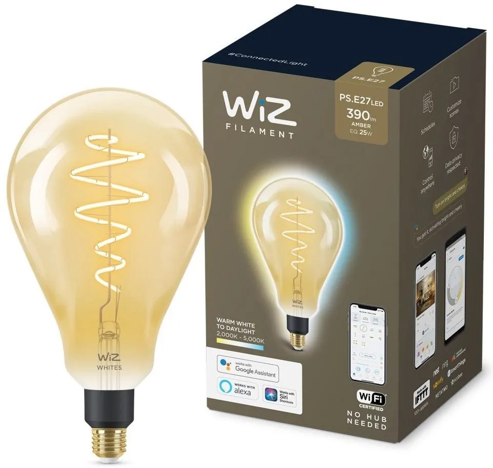 Wiz tunable white 8718699786854 inteligentní led designová žárovka e27 | 1x6,5w | 390lm | 2000-5000k - velká žárovka
