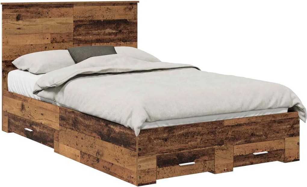 Rám postele s čelo Staré dřevo 120 x 190 cm Kompozitní dřevo 3411339