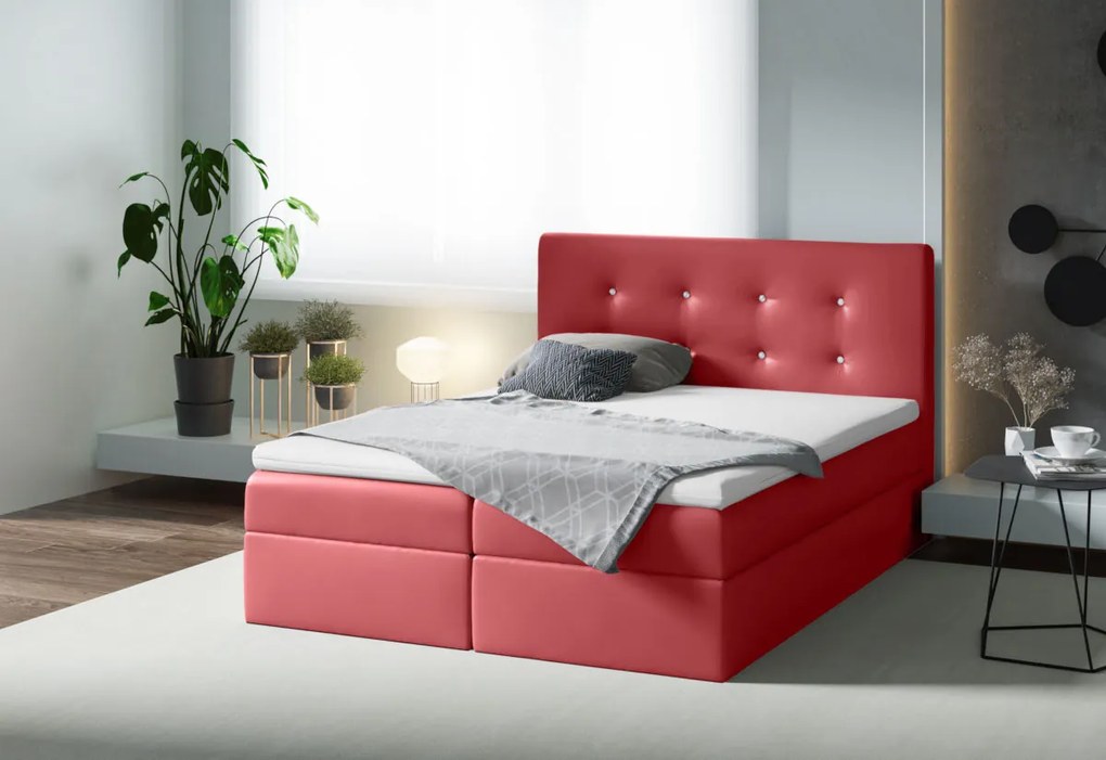 Čalouněná postel MEZI + topper, 200x200, madryt 160