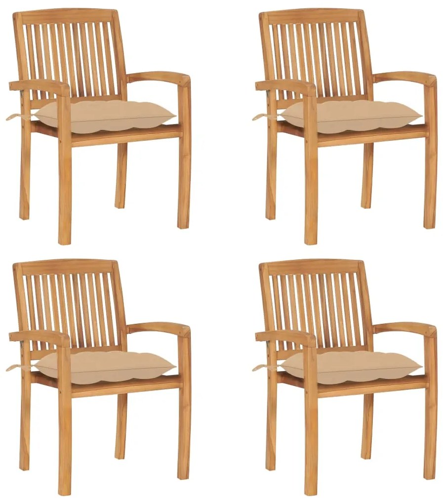 Stohovací zahradní židle s poduškami 4 ks masivní teak 3073258