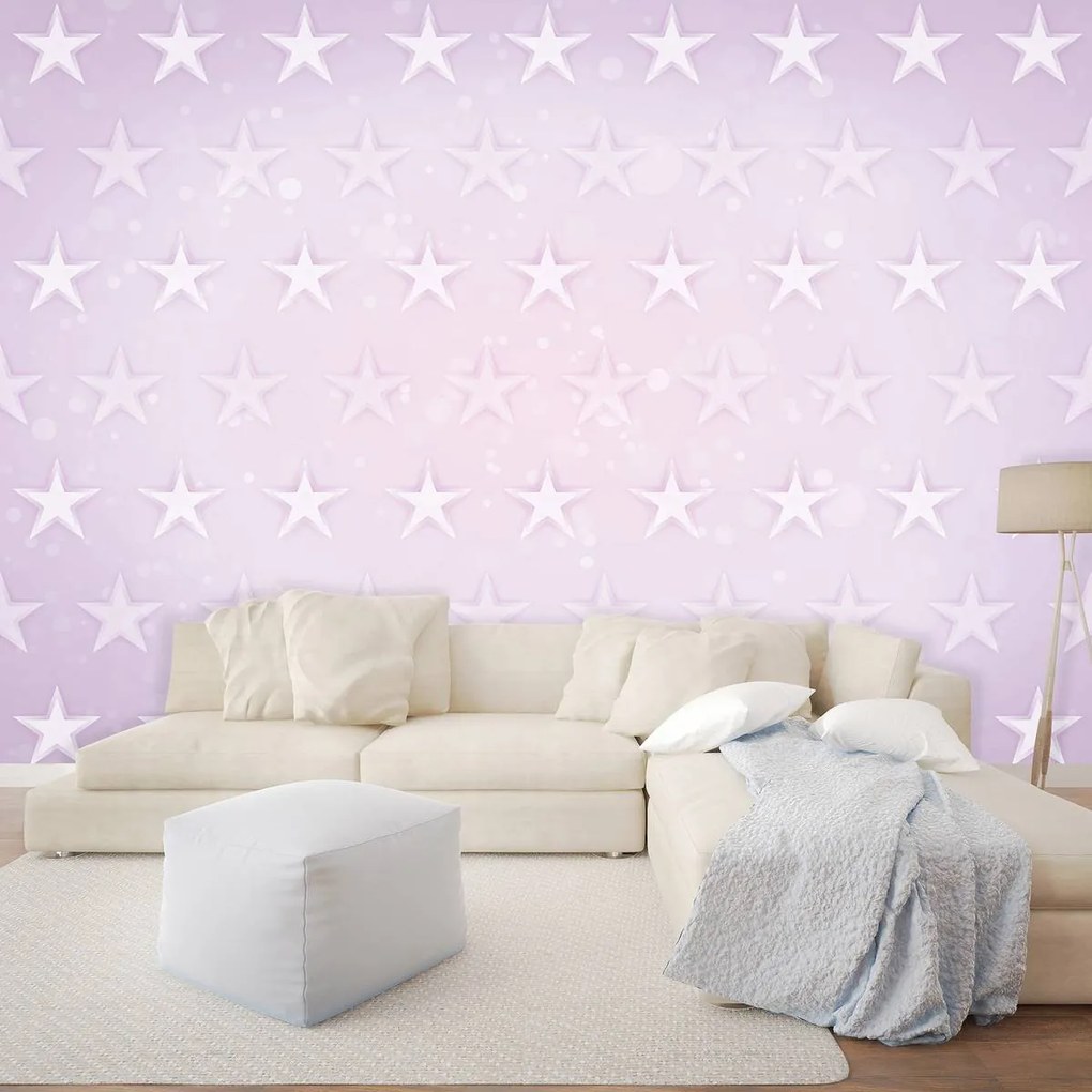 Fototapeta - Hvězdy na růžovém pozadí (254x184 cm)