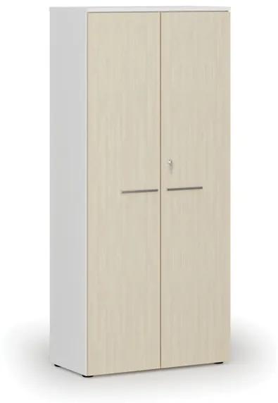 Kancelářská skříň s dveřmi PRIMO WHITE, 1781 x 800 x 420 mm, bílá/bříza