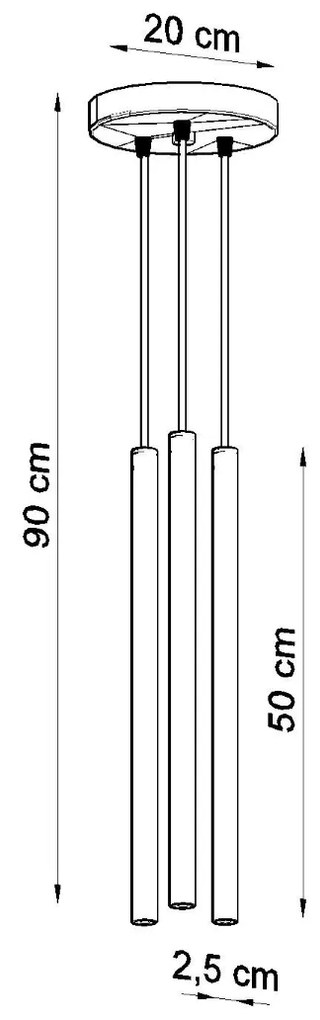 Závěsné svítidlo Pastelo, 3x černé kovové stínítko,