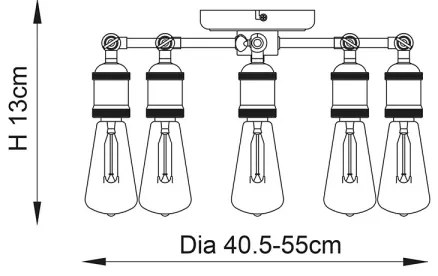 Endon 76336 - Bodové svítidlo HAL 5xE27/40W/230V matný chrom/měděná