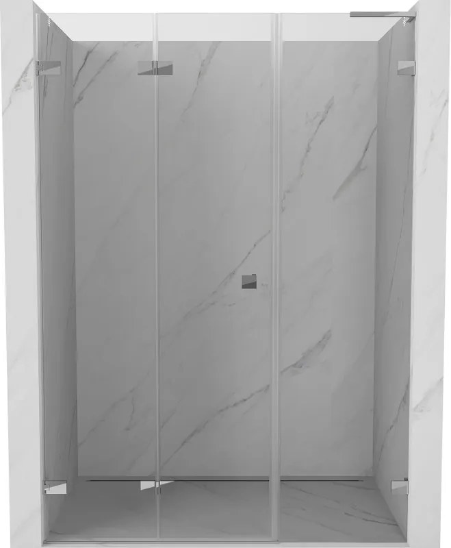 Mexen Lunar-F, L skládací levé sprchové dveře 140 cm, čiré sklo, chromový profil, 836SL-140-050-01-00-L