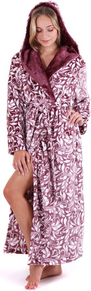 Župan s kapucí Flora mauve wine 39 56 4803 - L