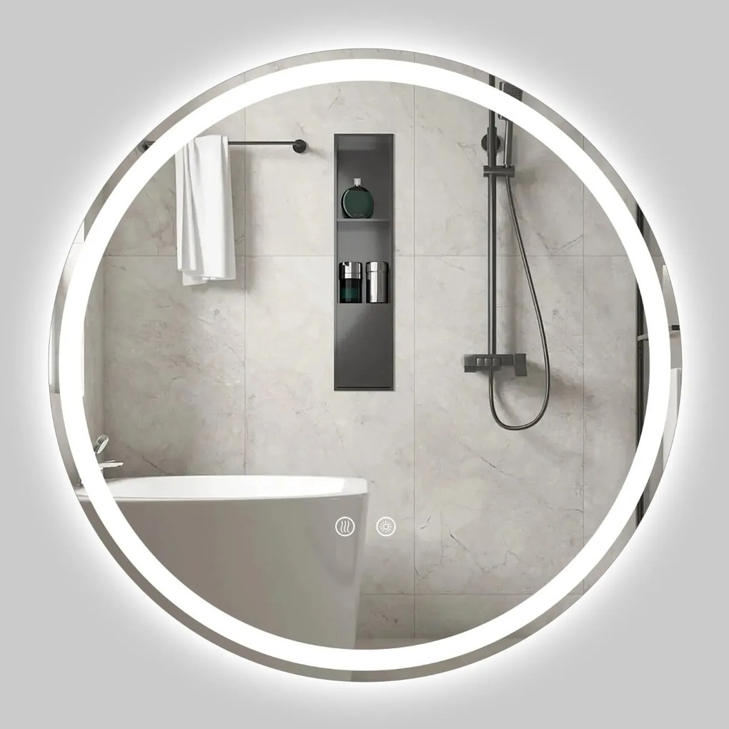 Costway 70 cm kulaté LED osvětlené zrcadlo koupelnové zrcadlo s nastavitelným
