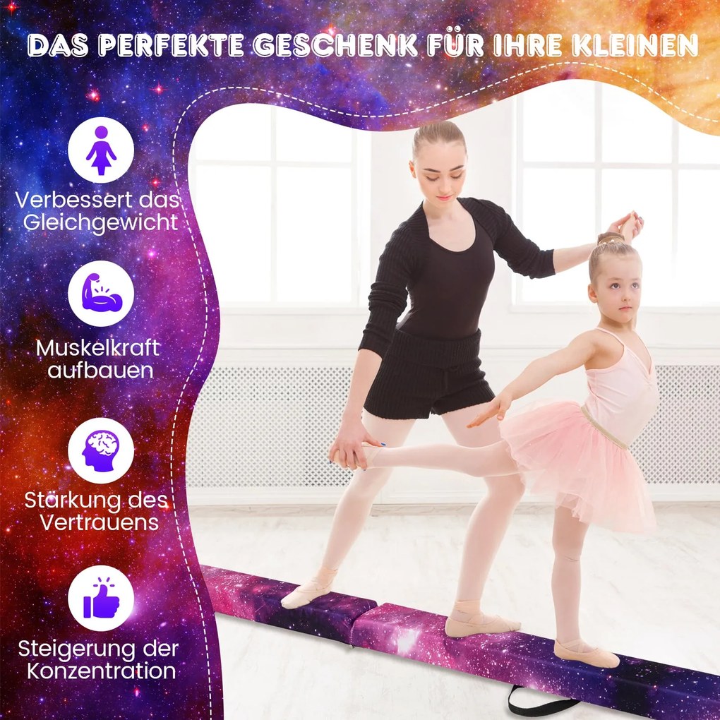 Costway 240 cm kladina dětská kladina, skládací gymnastická kladina s rukojetí
