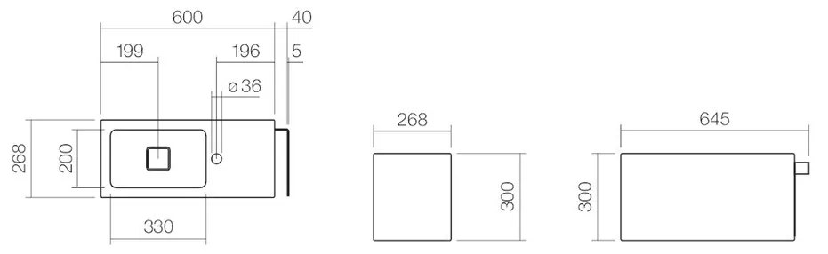 Alape WP.XS 1 - umývátko se skříňkou 600x268mm, umývátko vlevo, bílá 5072800000