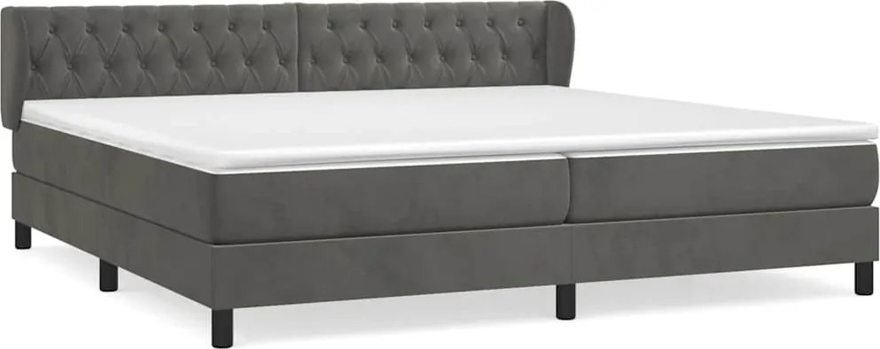 Box spring postel s matrací tmavě šedá 200x200 cm samet 3127692
