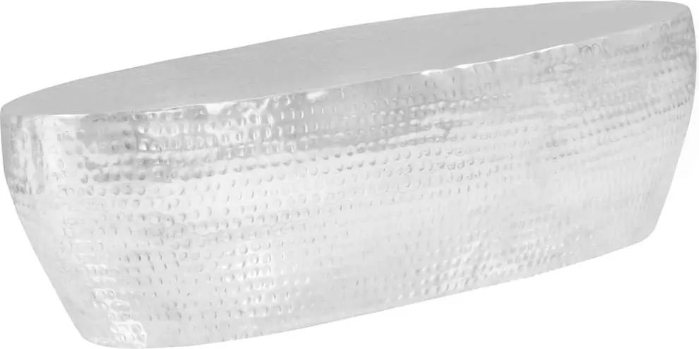 Konferenční stolek stříbrný 100 x 50 x 28 cm tlučený hliník 246506