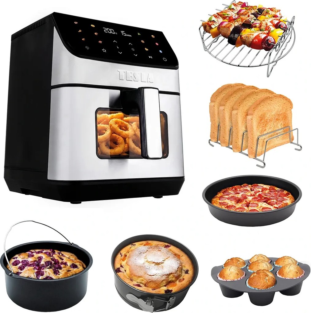 TESLA AirCook DualHeat QD65 XXL - multifunkční duální digitální horkovzdušná fritéza