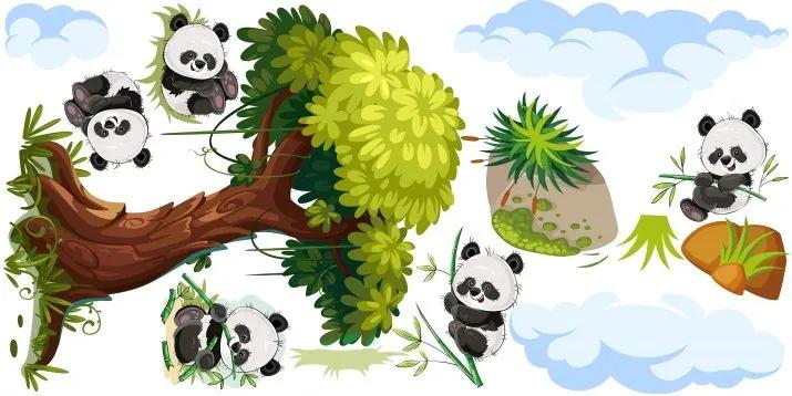 Nálepka pro děti veselé pandy na stromě 60 x 120 cm
