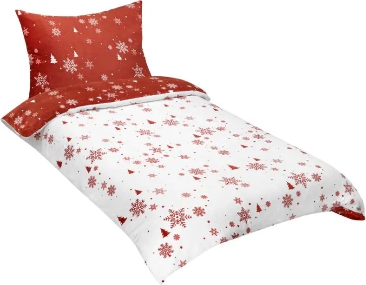 Bellatex Povlečení MIKROFLANEL 140x200, 70x90 cm Vločka Terrakota,Bílá