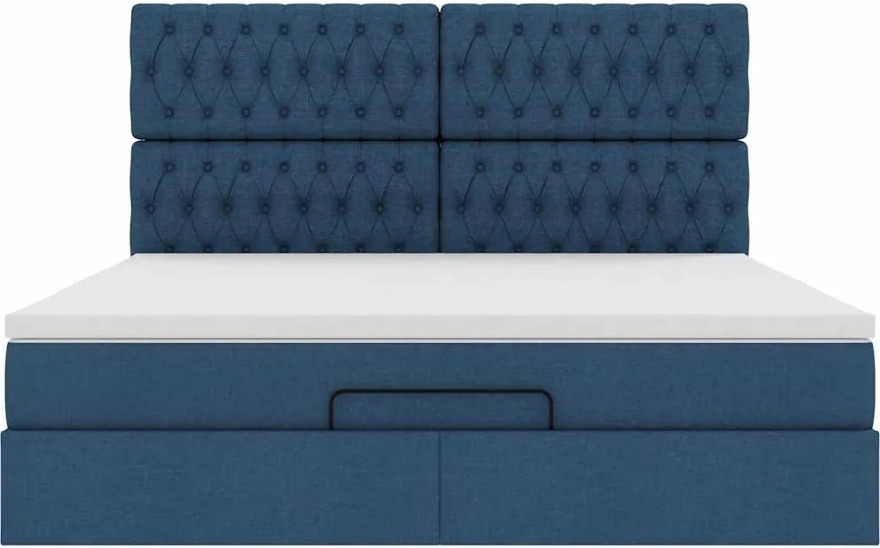 Osmanský rám postele s matrací modrá 160x200cm textil 3313257