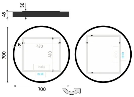 Nimco ČERNÉ LED zrcadlo pr. 700 se dvěma dotykovými senzory - ZPC 31001RVX-90