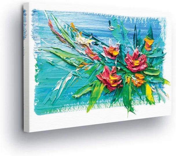 GLIX Obraz na plátně - Květiny v Azurovém Podkladu 25x35 cm